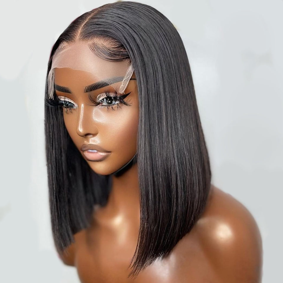 5x5 Transparent Lace Staright Bob Wig 180% Density – HJweavebeautyhair